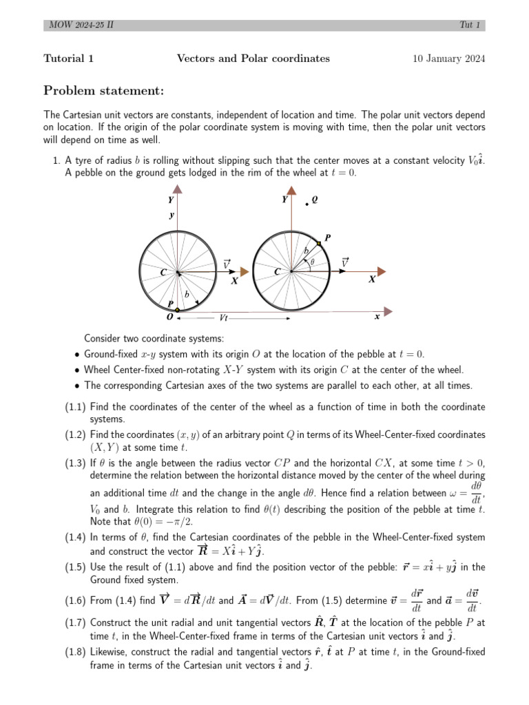 MOW 2024 25 II Tutorials Mechanics | PDF | Acceleration | Velocity