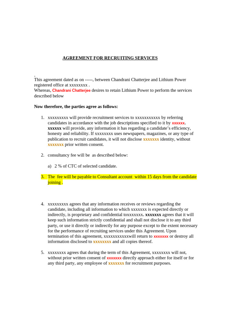 Recruitment Services Agreement Template | PDF