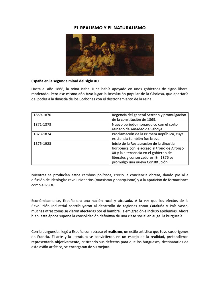 El Realismo y El Naturalismo | PDF | Realismo literario | Novelas