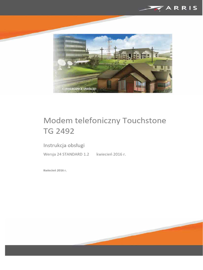 Arris TG 2492 Modem Telefoniczny Instrukcja Obslugi | PDF