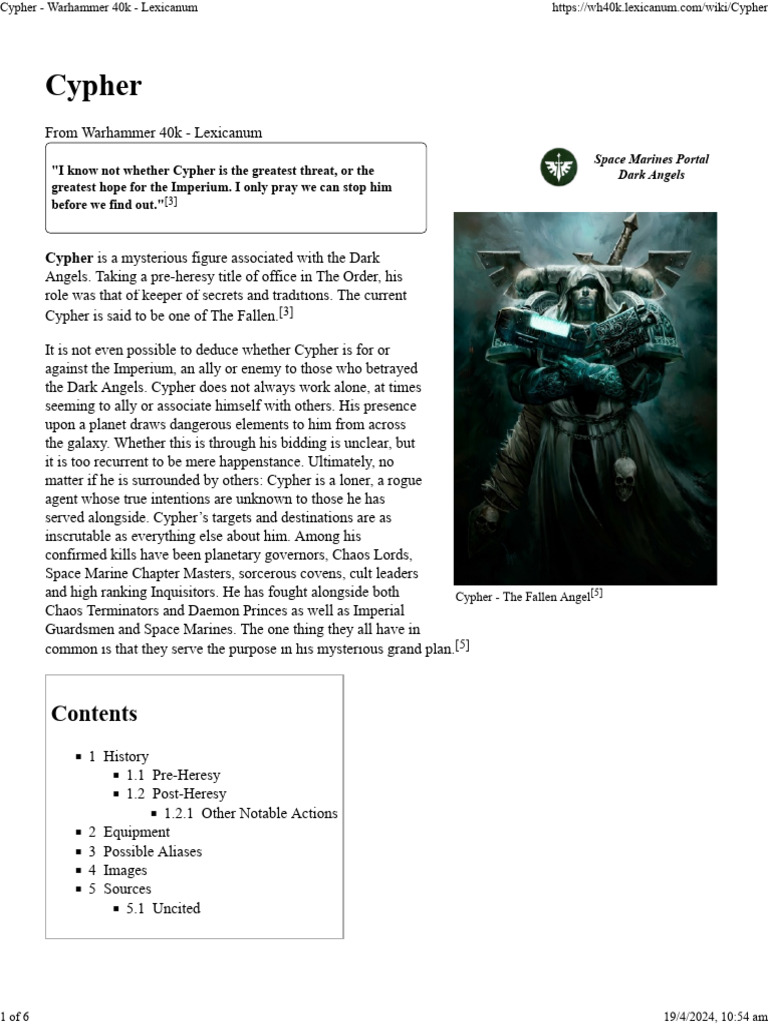 Cypher - Warhammer 40k - Lexicanum | PDF