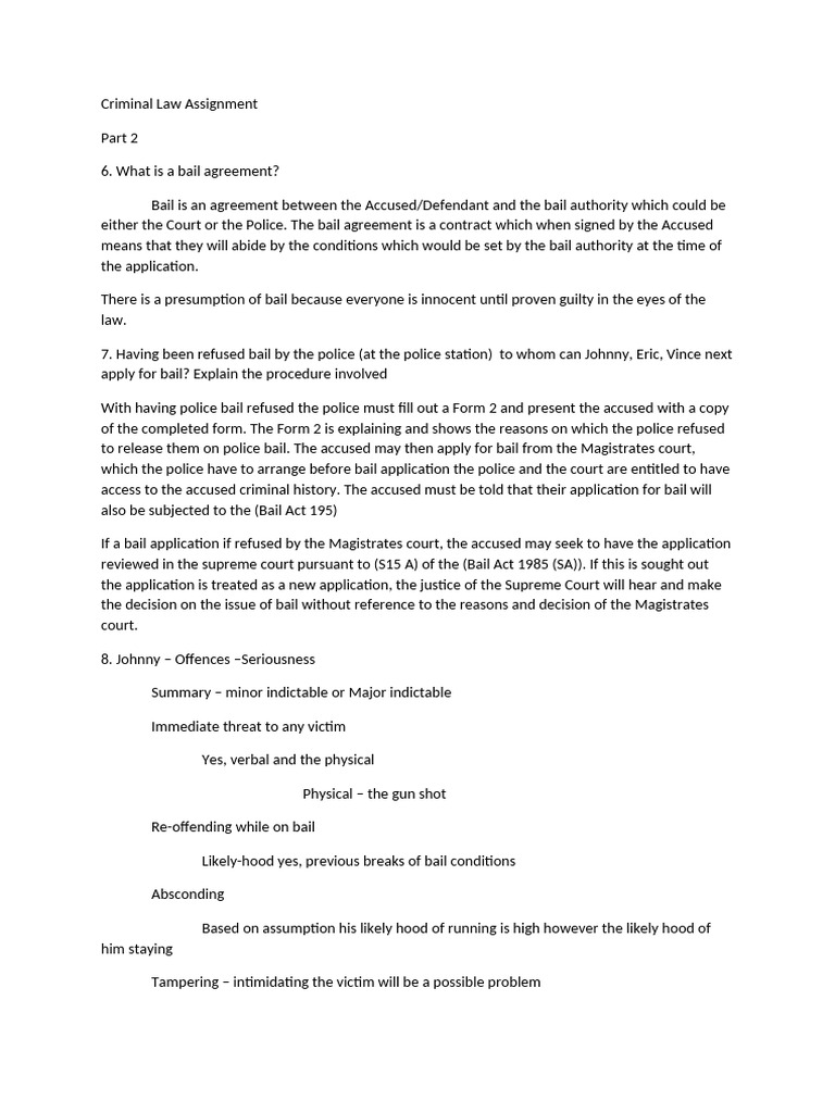 Criminal Law Assignment | PDF | Bail | Robbery
