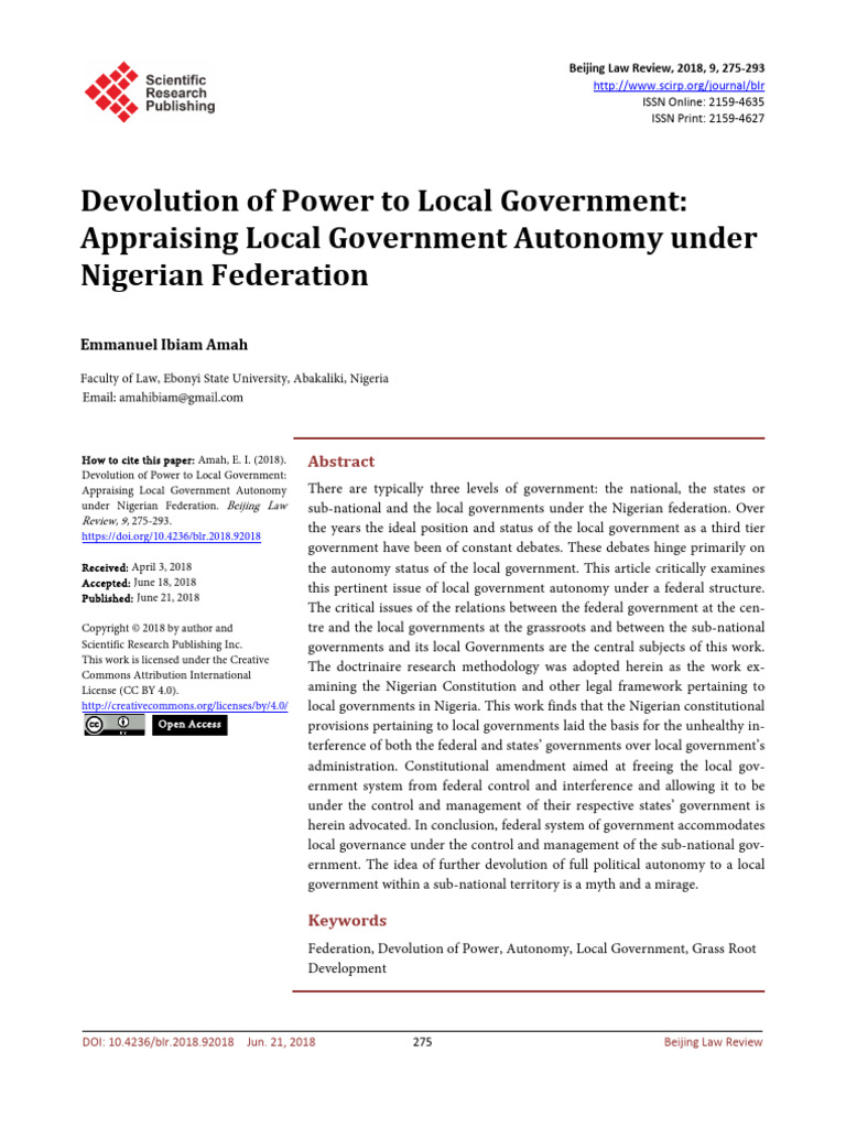 Devolution of Power To Local Government | PDF | Devolution | Nigeria
