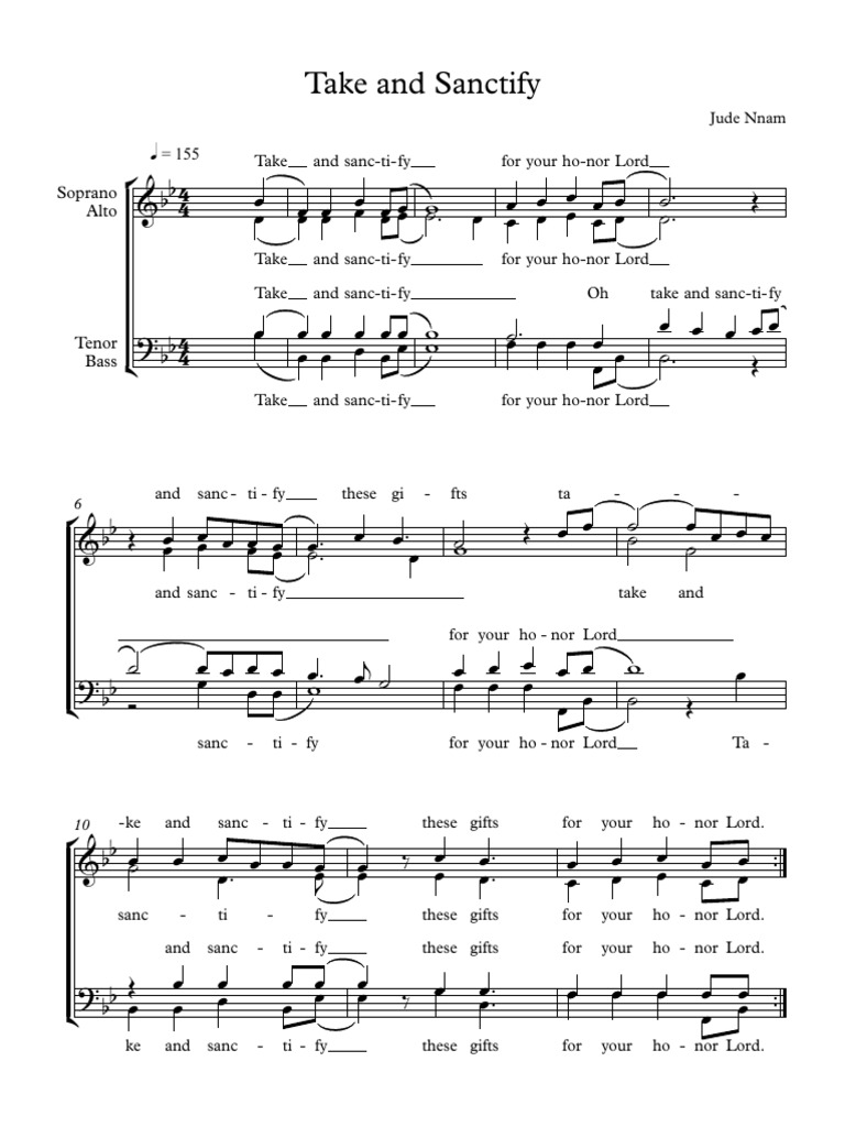 Take and Sanctify Lyrics by Jude Nnam | PDF | Singing | Pitch (Music)