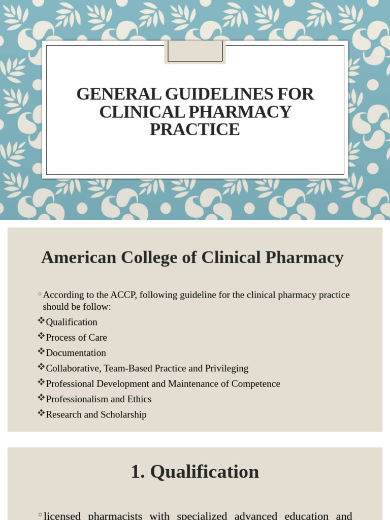 General Guidelines For Clinical Pharmacy Practice | PDF | Pharmacist ...