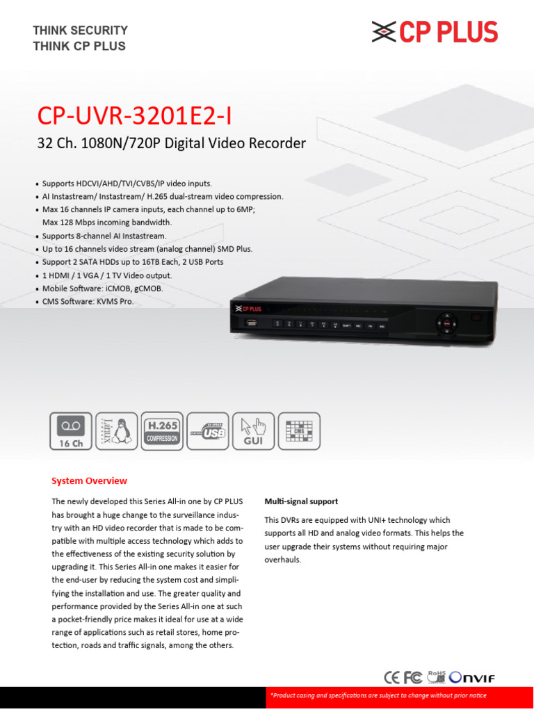 CP-UVR-3201E2-I | PDF | Digital Video Recorder | Digital Video