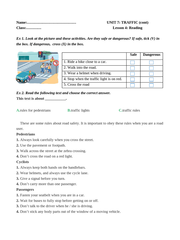 lesson 4 reading | PDF | Road | Traffic