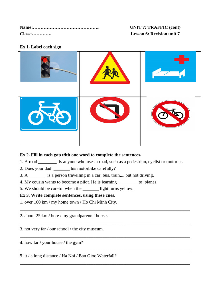 Lesson 6 Revision U7 | PDF | Traffic | Traffic Light