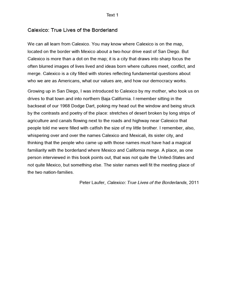 Text 1 - True Lives of The Borderlands | PDF