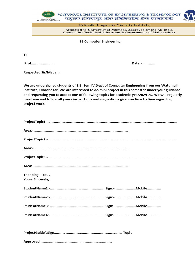 SE SEM4 Project Guide Form | PDF