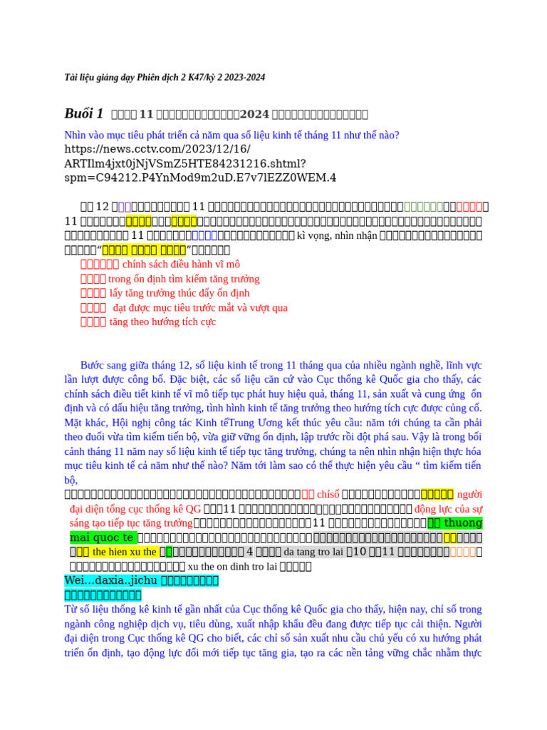 Tài liệu giảng dạy Phiên dịch 2 K47 b1 | PDF