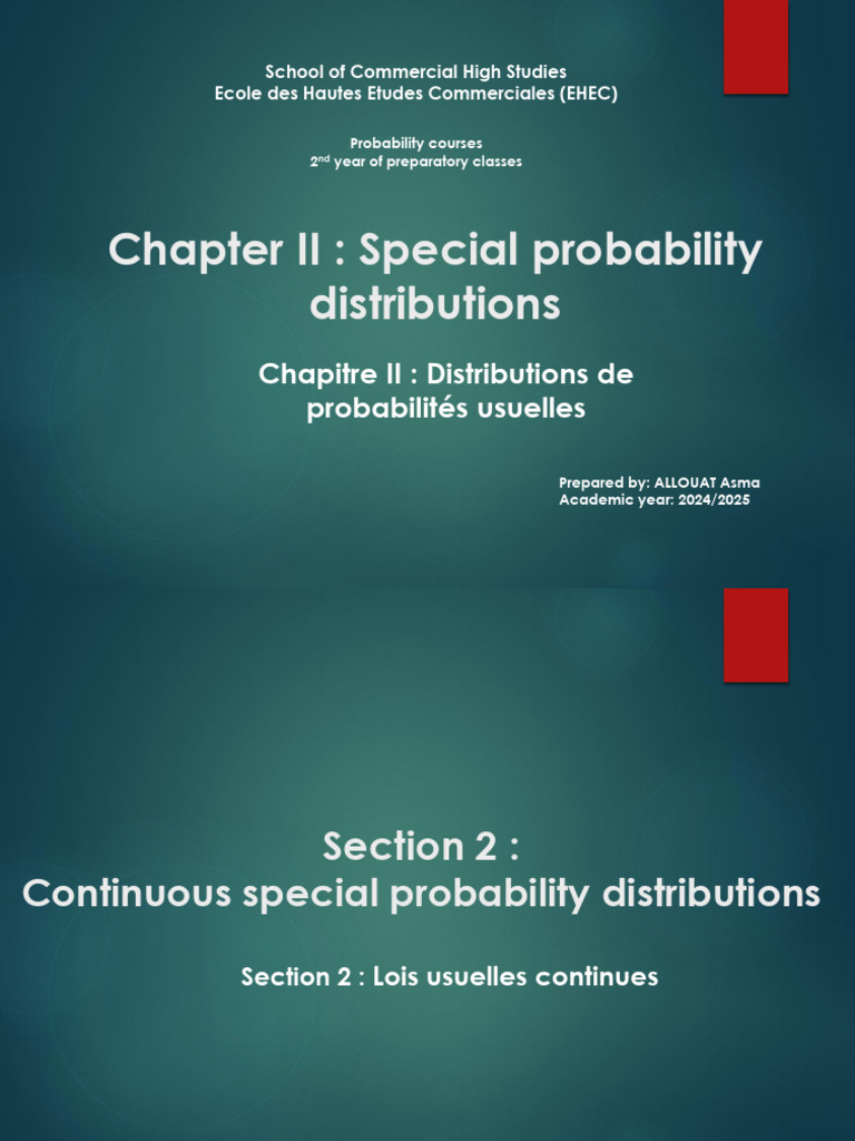Special Probability Distributions Overview Pdf Probability