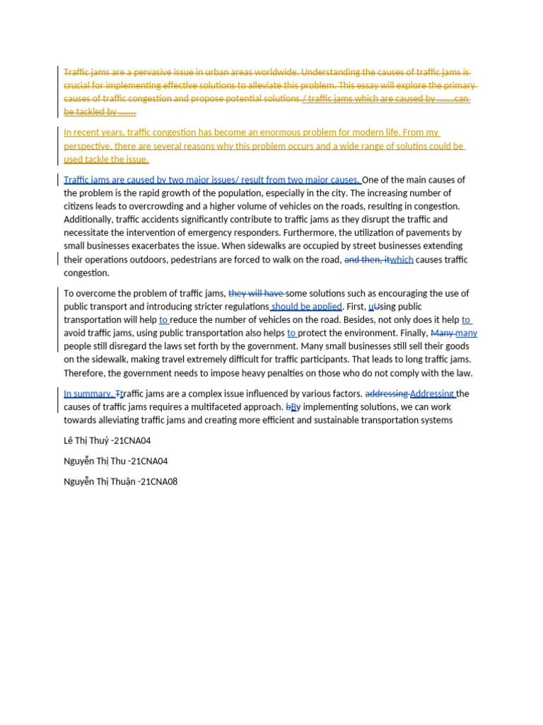 Causes and Solutions Traffic Jams | PDF