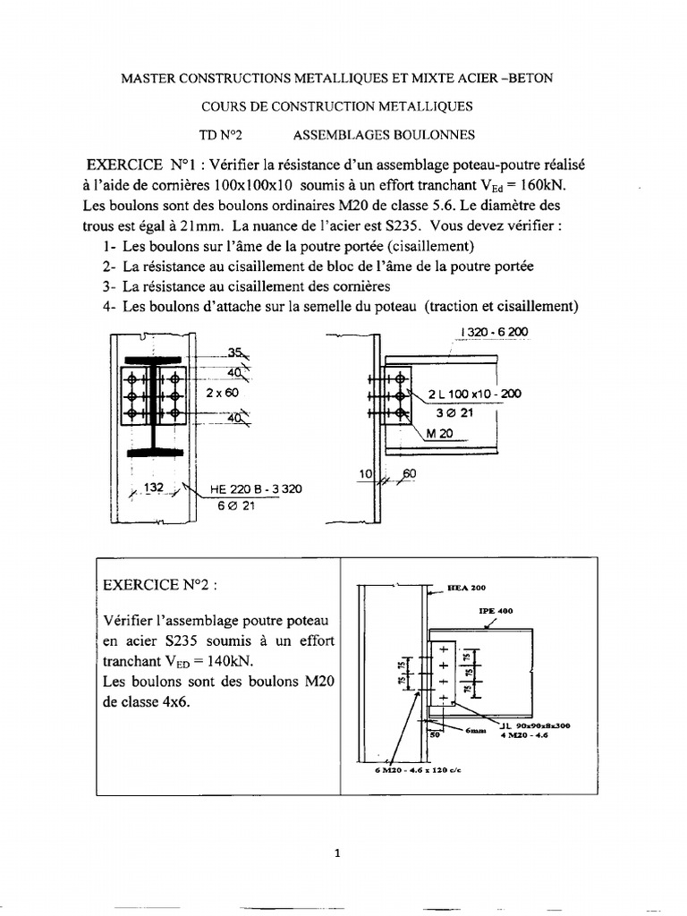 TD n°3-Calcul des assemblages articulés | PDF