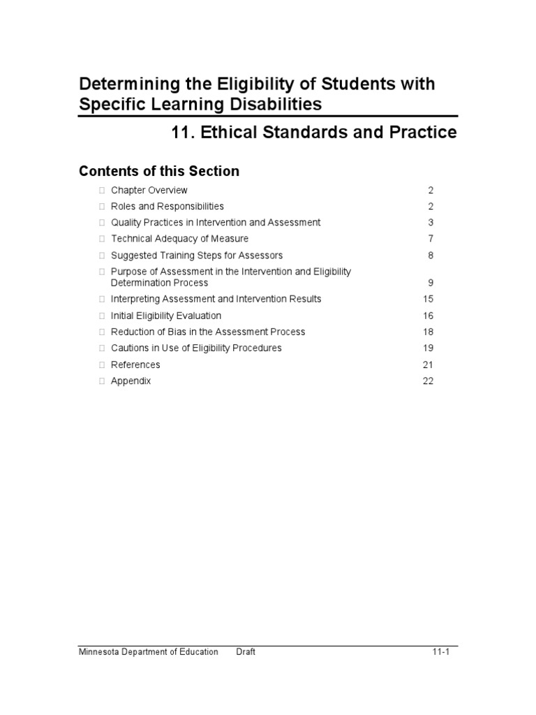 Determining The Eligibility of Students With Specific Learning ...