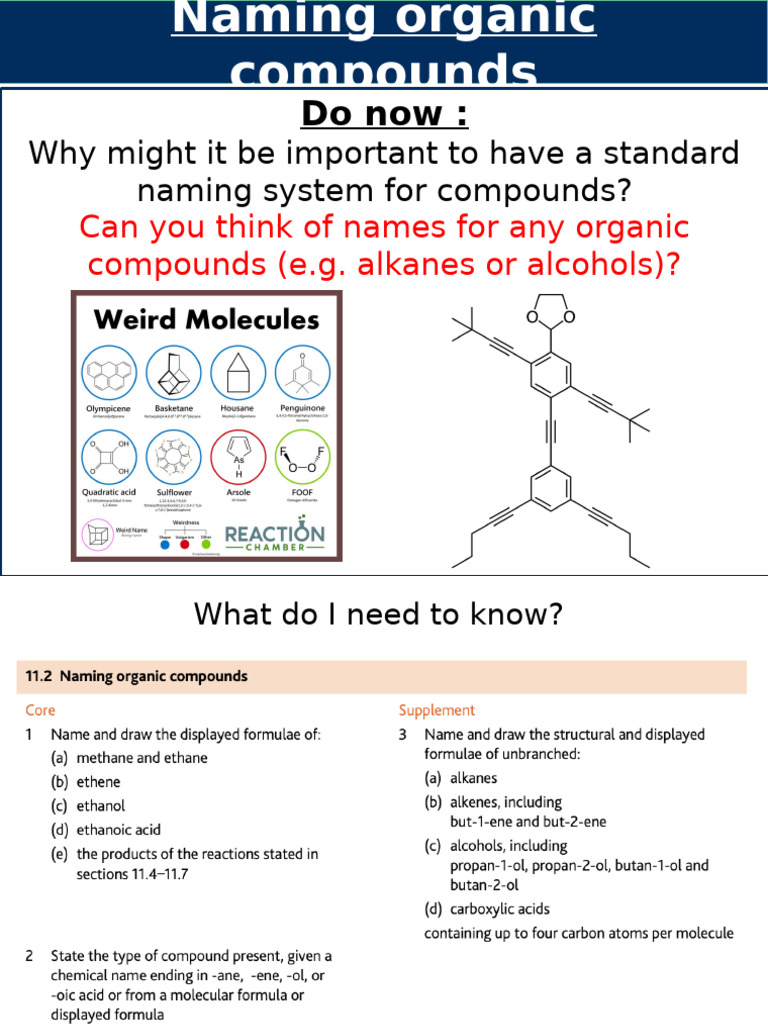 IGCSE Chemistry Lesson 2 Naming Organic Compounds (1) | PDF | Alkene ... IGCSE Chemistry Lesson 2 Naming Organic Compounds (1) | PDF | Alkene ...
