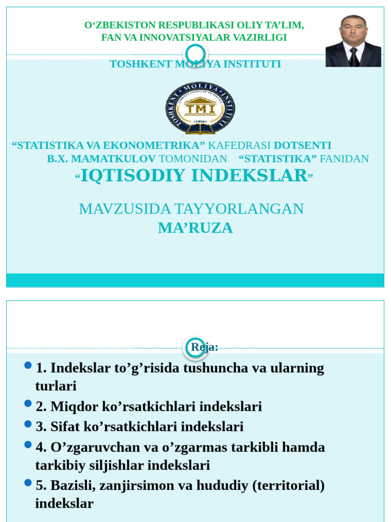 13-Mavzu. IQTISODIY INDEKSLAR | PDF