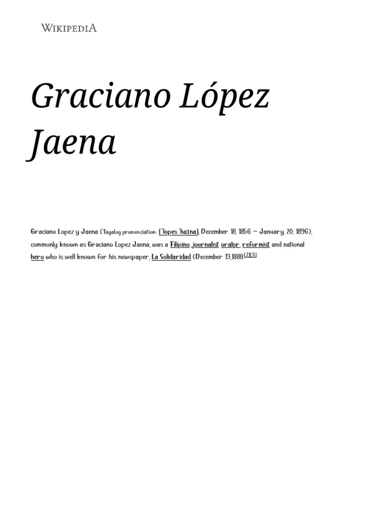 Graciano López Jaena - Wikipedia | PDF | Philippines