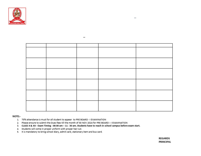 St. A.B.R. Public School: Pre Board - I Examination (2024 - 25) | PDF