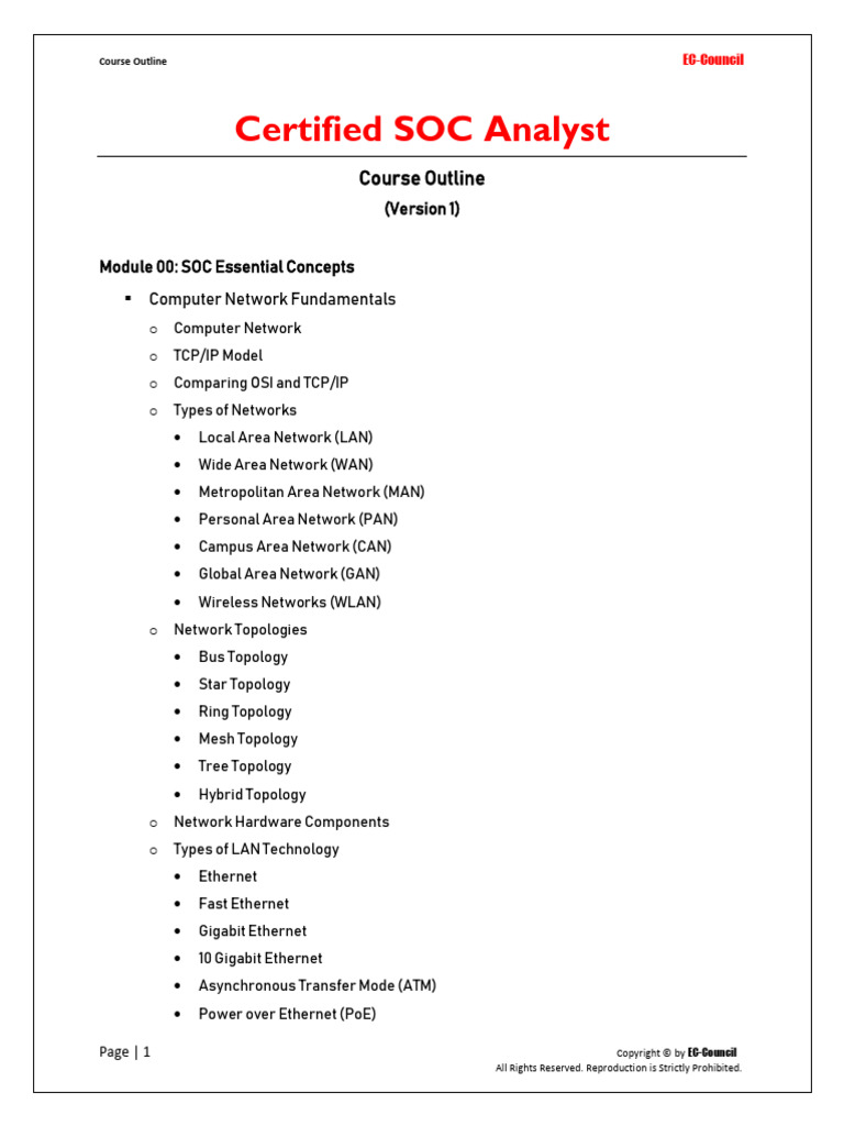 Certified SOC Analyst-Course Outline | PDF | Computer Network | File ...
