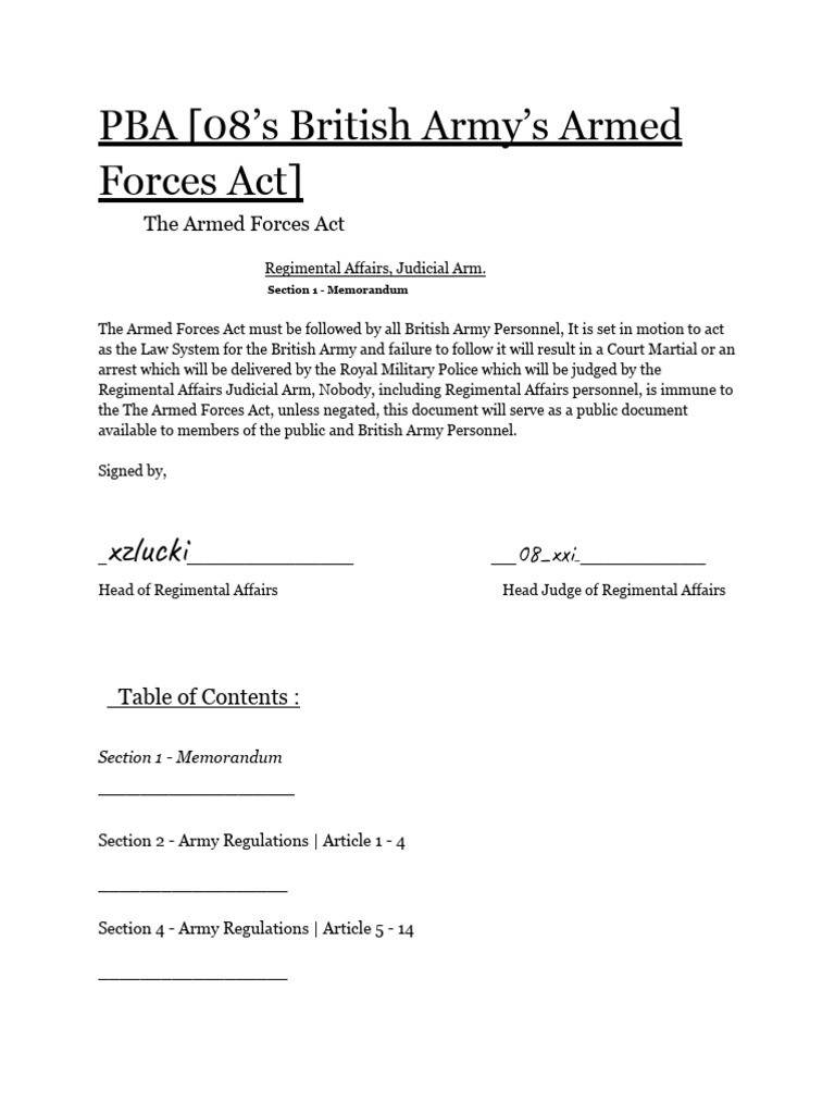 PBA (08's British Army's Act) | PDF | Military Discharge | Military Police
