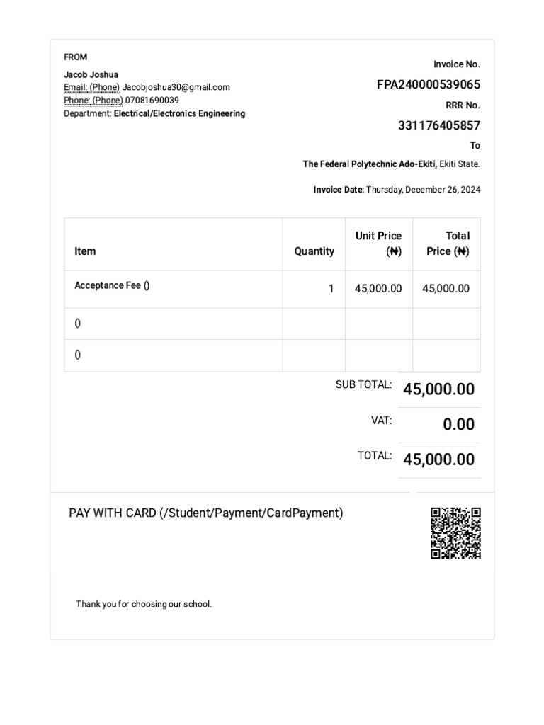Students - Fedpolyado.edu - NG Applicant Admission Invoice Ivn ...