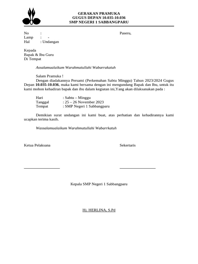 Undangan Persami SMP | PDF