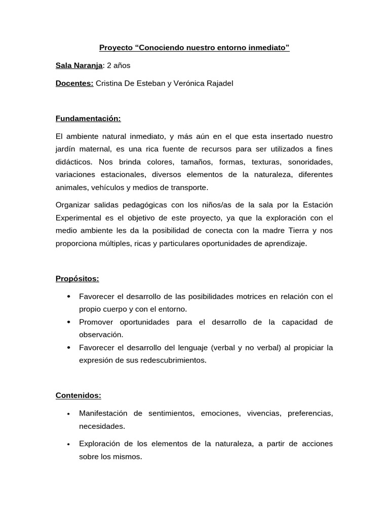 Proyecto CONOCIENDO NUESTRO ENTORNO INMEDIATO | PDF | Enseñando ...