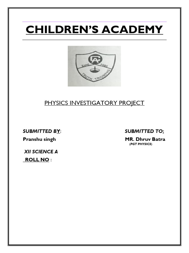 Physics Project File | PDF