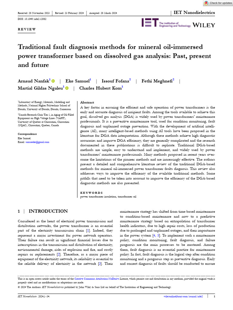 IET Nanodielectrics - 2024 - Nanfak - Traditional fault diagnosis ... IET Nanodielectrics - 2024 - Nanfak - Traditional fault diagnosis ...