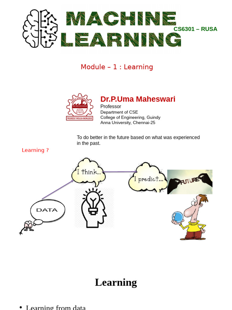 ML RUSA Module 1 Intro | PDF | Machine Learning | Statistical ...