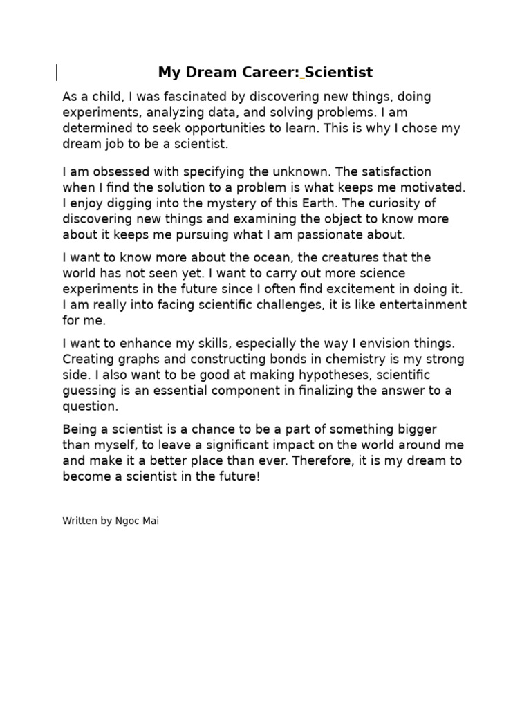 Essay 2 My Dream Career. Buki | PDF