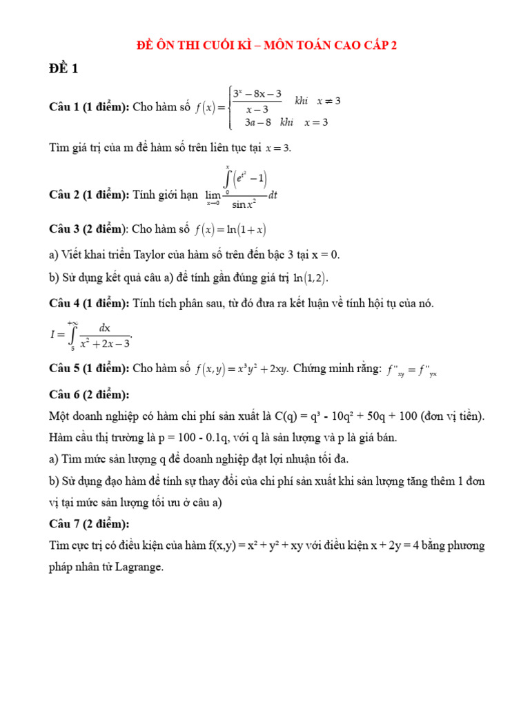 Đề ôn thi CK TCC2 | PDF