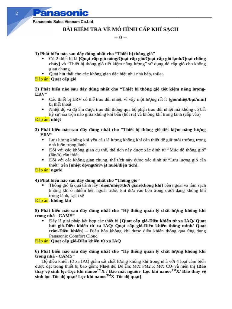 Kiem Tra Mo Hinh Cap Gio CAMS-ERV | PDF