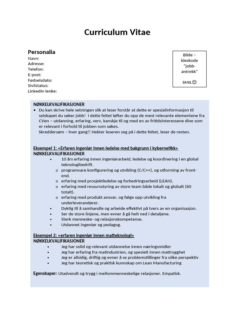 cv-mal---med-jobberfaring | PDF