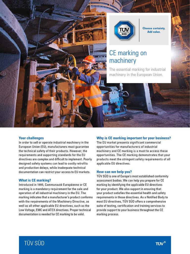 tuv-sud-ce-marking-on-machinery | PDF | Safety