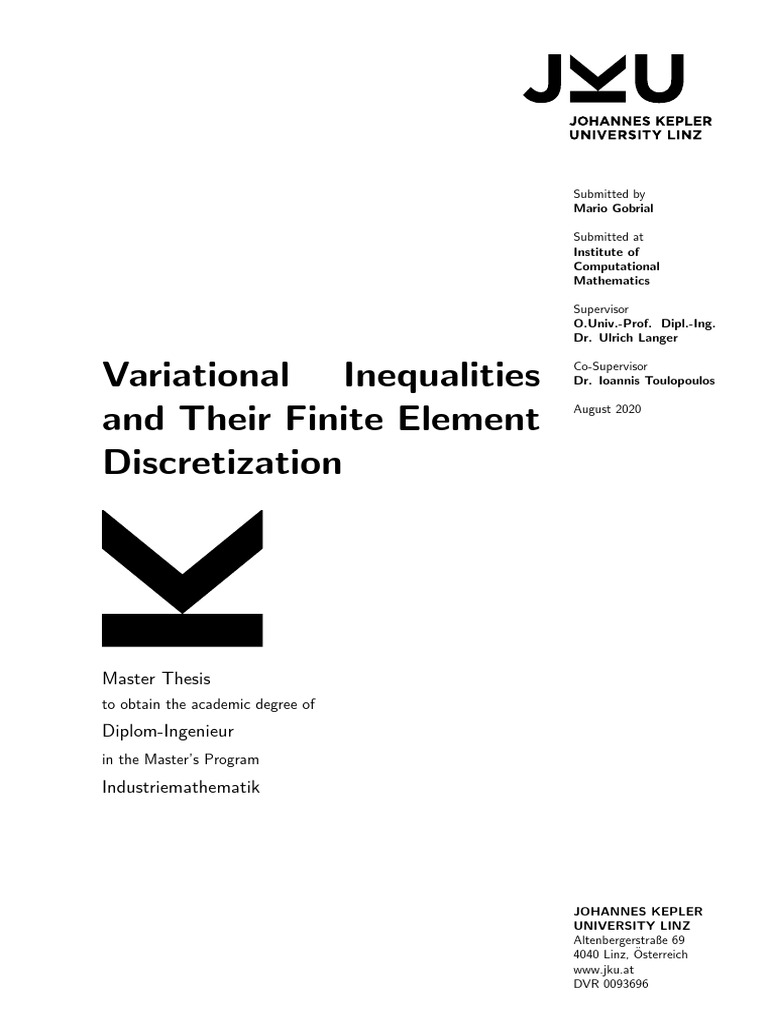 Variational Inequalities and Their Finite Element Discretization | PDF | Continuum Mechanics ...