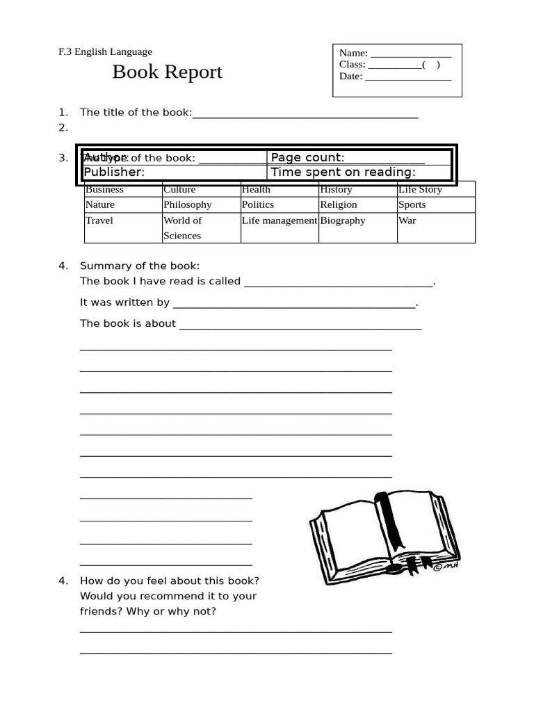 Book Report Form For Non Fiction - 15827 | PDF