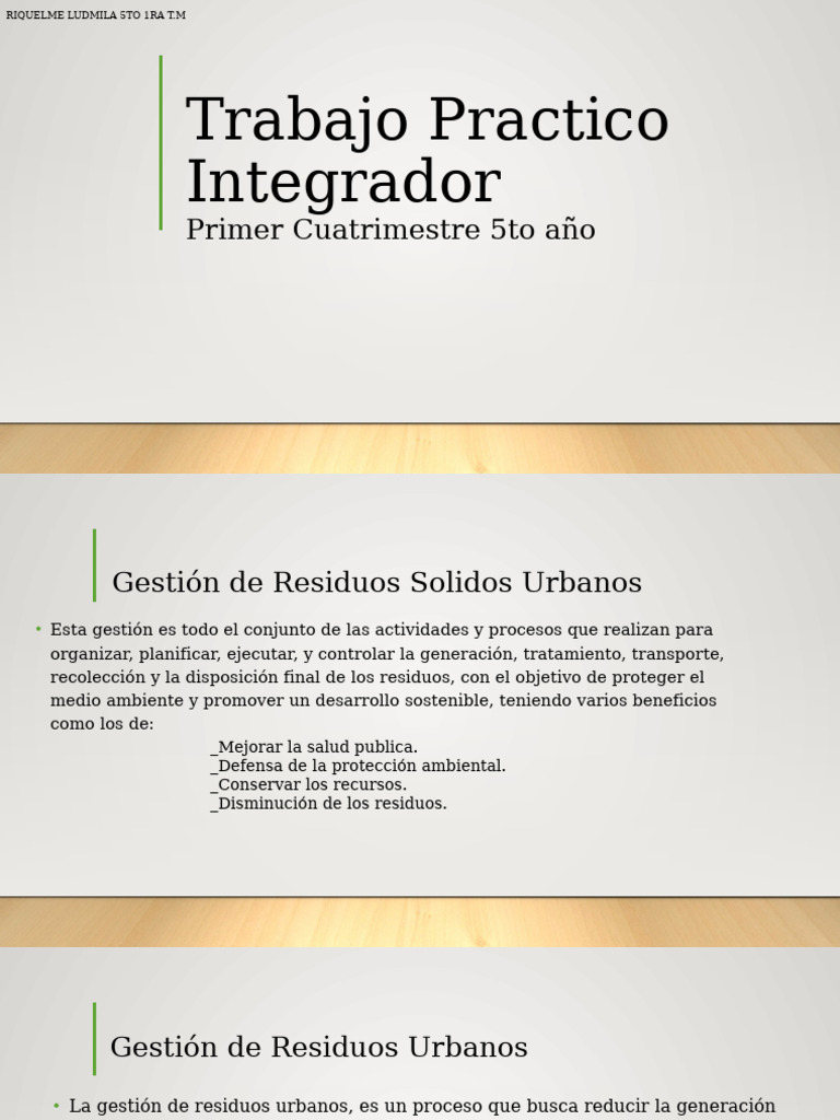 Trabajo Practico Integrador | PDF | Residuos | Vertedero
