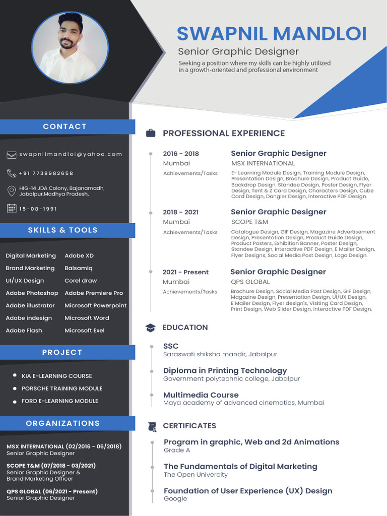 Swapnil Mandloi - Graphic Designer | PDF | Computing | Application Software