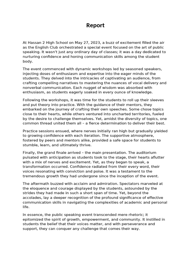 Report public speaking | PDF | Public Speaking