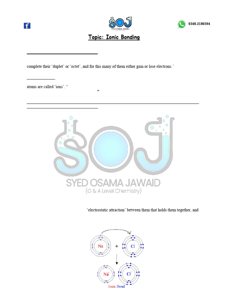 Chapter 7 Ionic Bonding | PDF | Ion | Chloride