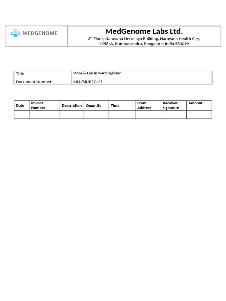 Store & Lab in Ward Register | PDF