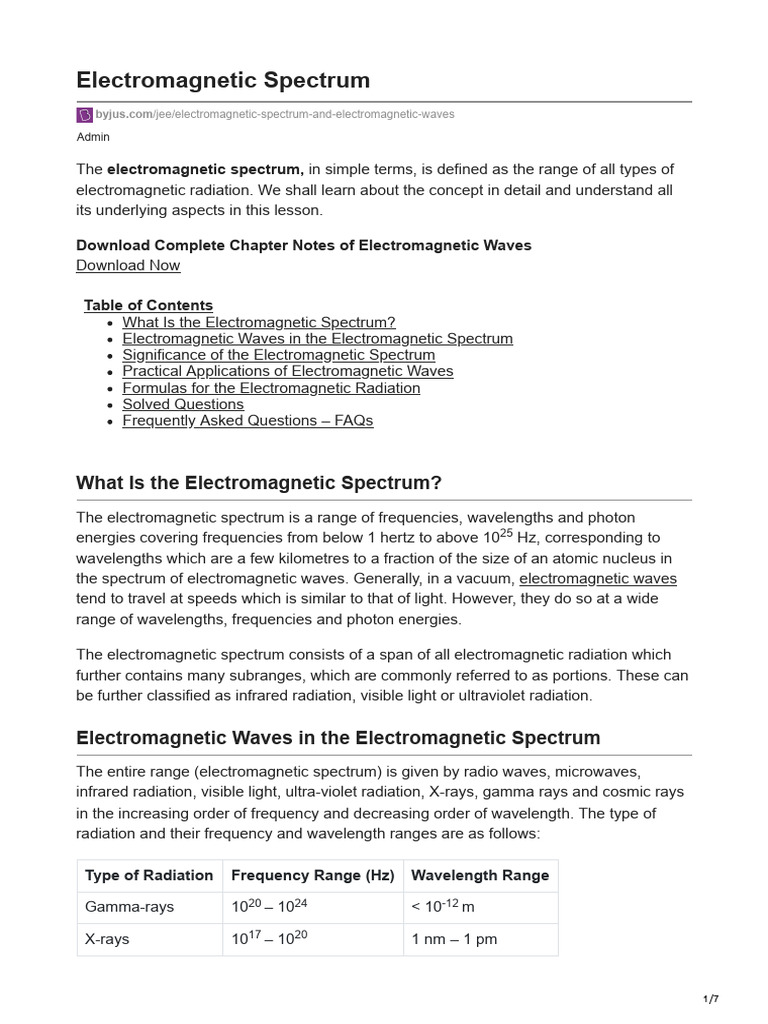 Electromagnetic Spectrum | PDF | Electromagnetic Spectrum ...