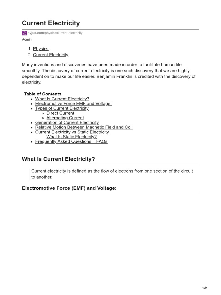 Current Electricity | PDF | Voltage | Electricity