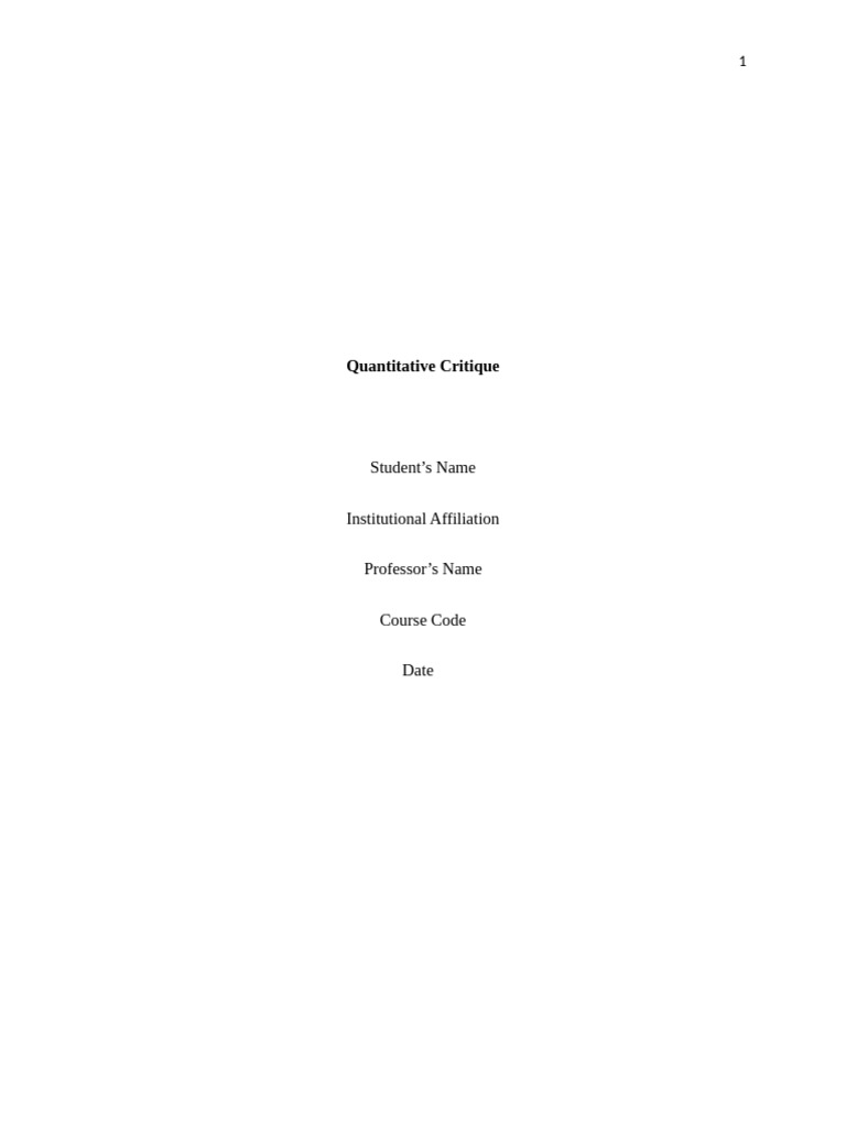 Quantitative Critique - Edited | PDF | Hypothesis | Leadership