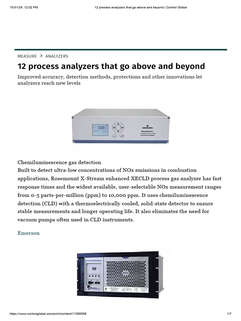 12 Process Analyzers That Go Above and Beyond _ Control Global | PDF | Sensor | Metrology