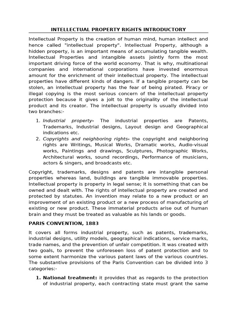 INTELLECTUAL PROPERTY RIGHTS | PDF | Patent Application | Patent