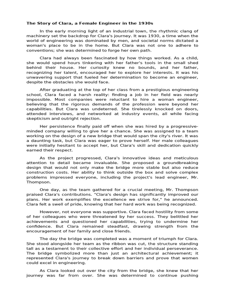 The Story of Clara, A Female Engineer in The 1930s | PDF