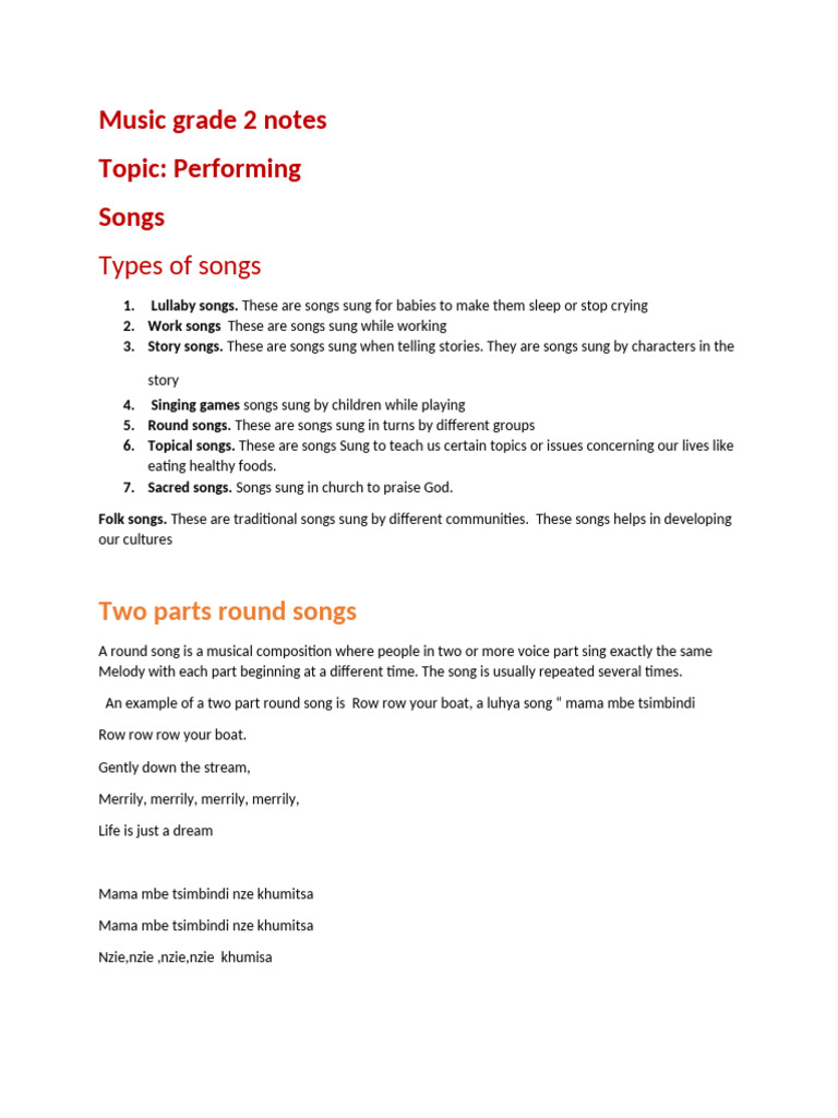 grade-2-music-notes | PDF | Songs | Rhythm